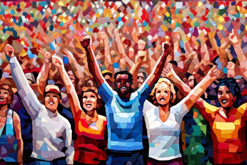 Crowd Mosaic a Pixel Art Mosaic of the Cheering Crowd Using Diff Stock ...