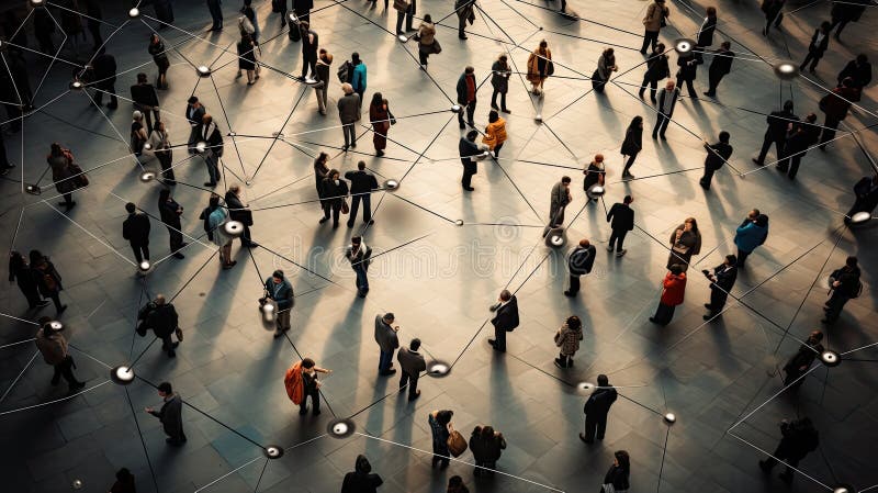 Crowd with Network Connection Stock Illustration - Illustration of ...