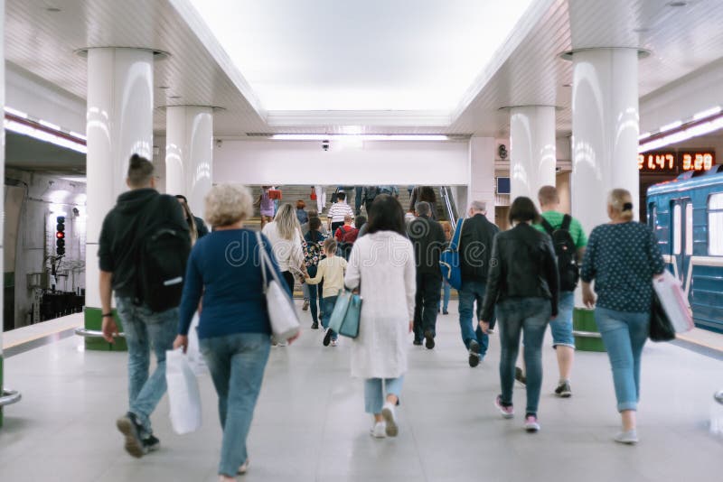 Crowd of Passengers at a Subway Station in Subway. Stock Image - Image ...
