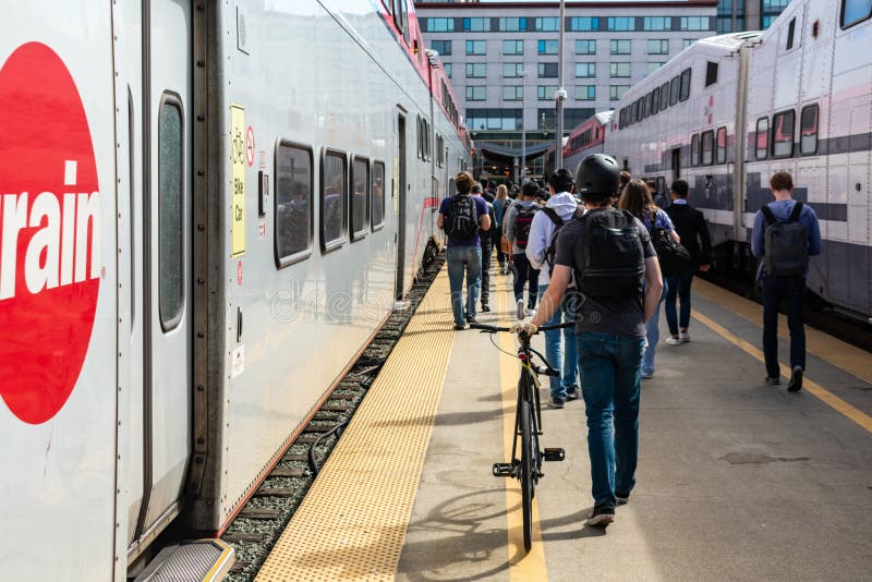 Crowd of Passengers Walking on Outdoor Train Platform Editorial Photo ...