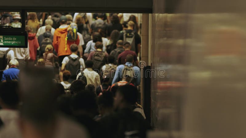 A Crowd Passengers Walking To the Exit in Metro Undeground Stock Video ...
