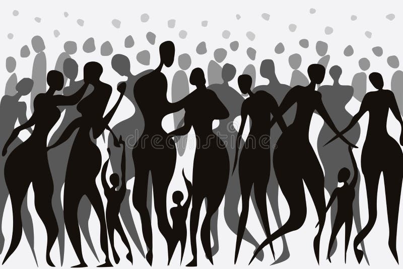 Freehand Illustration of Crowd of People Stock Vector - Illustration of ...