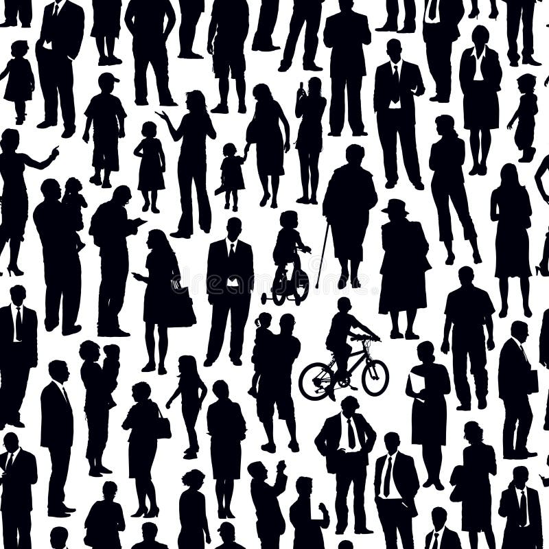 Vector Illustration of Crowd of People Walking from High Angle View ...