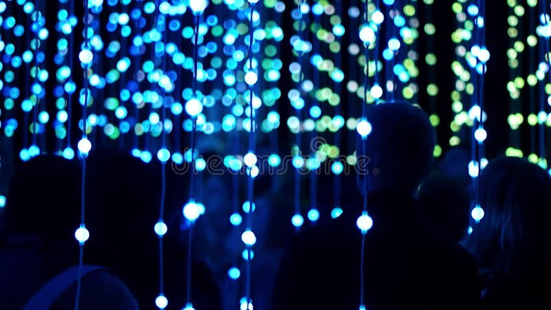 Crowd of People Admiring LED Light Bulbs Stock Footage - Video of ...