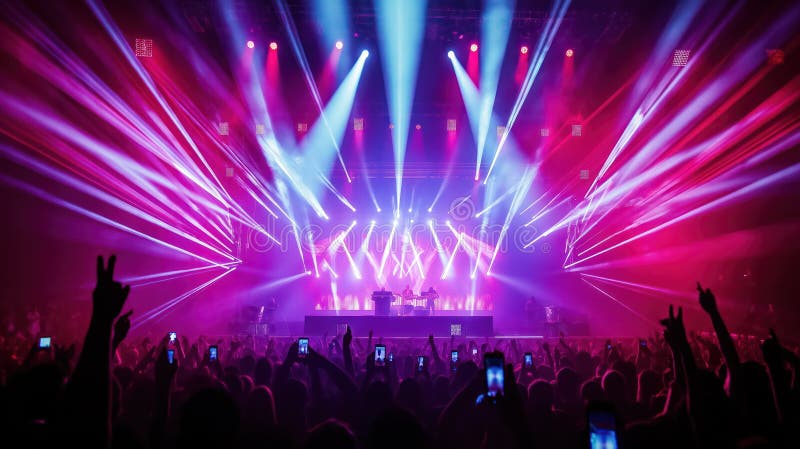 Crowd of People at a Band Concert Stock Photo - Image of rock, night ...