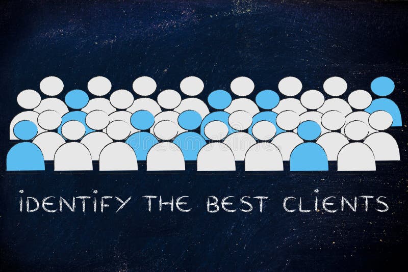 Crowd with People Being Selected and Text Identify the Best Clients ...