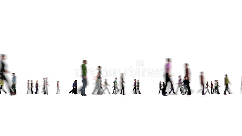 Crowd of People Blurred Walk on White Bg 3d Stock Illustration ...