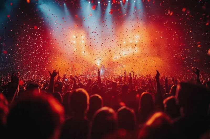 A Crowd of People are Celebrating at a Concert Stock Photo - Image of ...