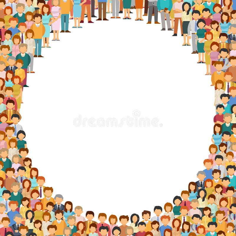 Crowd of People with Circle Empty Copyspace in Center Vector Background ...