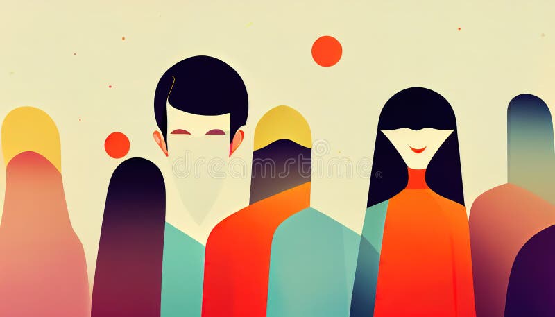 Crowd of People Colorful Simple Illustration. Abstract Image of People ...