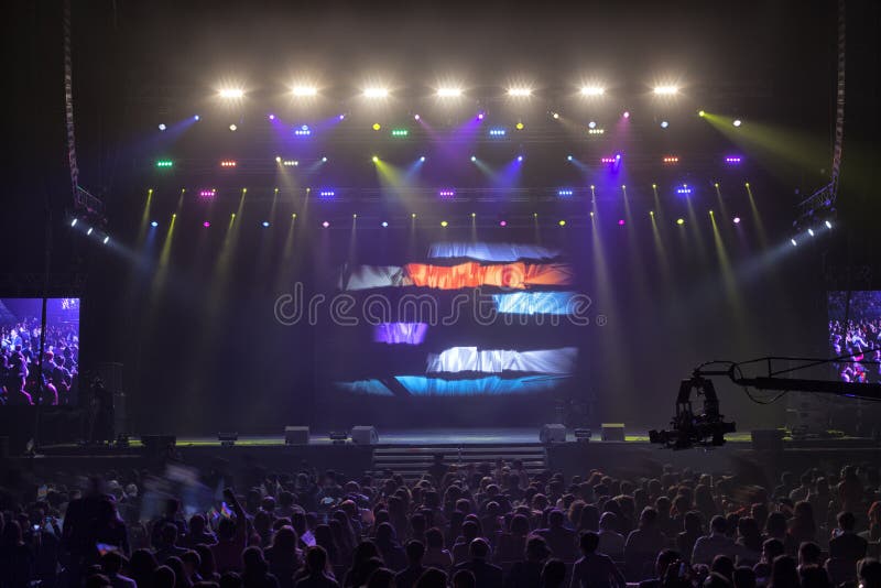 A Crowd of People at a Concert. Stock Image - Image of band, crowd ...