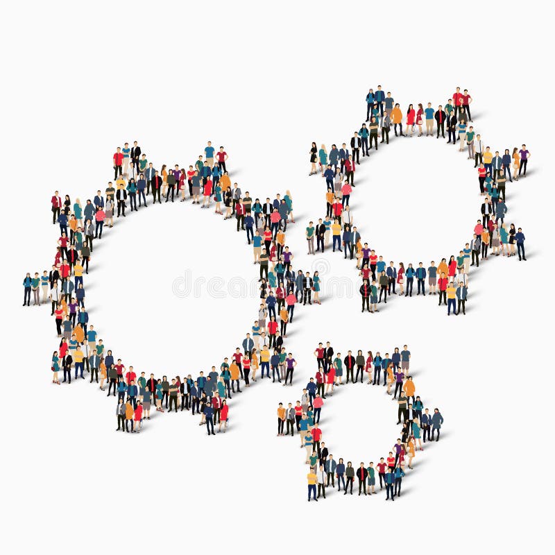 Crowd people form gear stock image. Image of element - 67135113