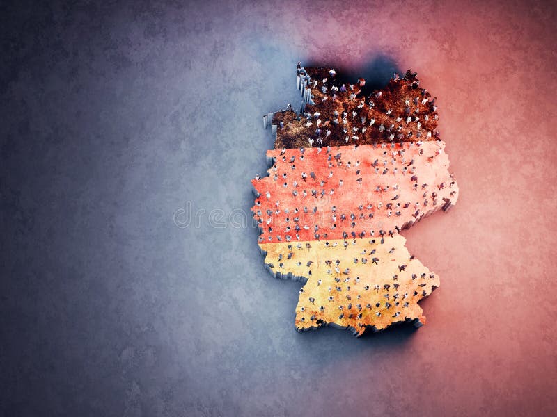 Crowd of People Forming Germany Map with Flag Colors Stock Photo ...