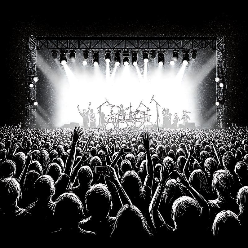 A Crowd of People Gathered in Front of a Brightly Lit Stage, Where a ...