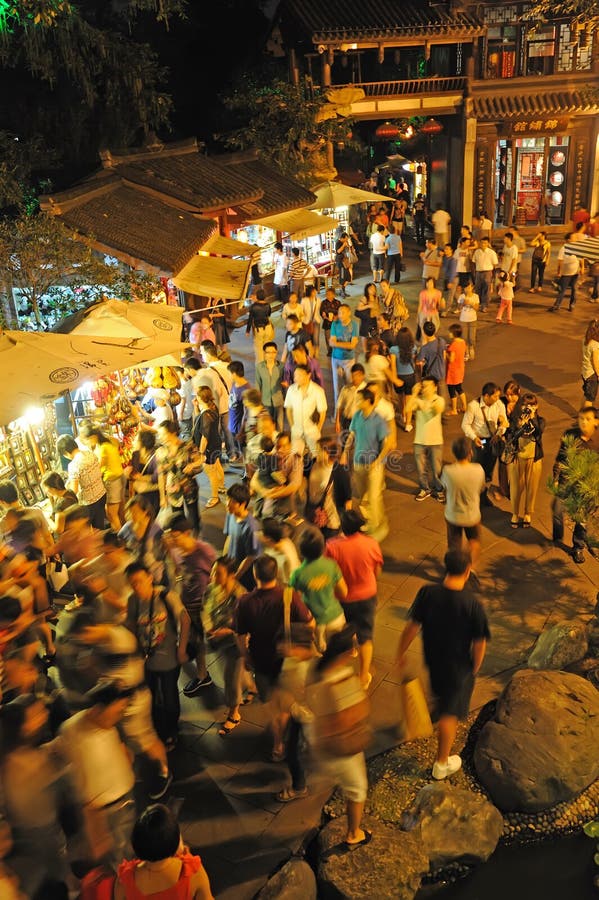 Crowd People in Jinli Old Street Editorial Photo - Image of crowded ...