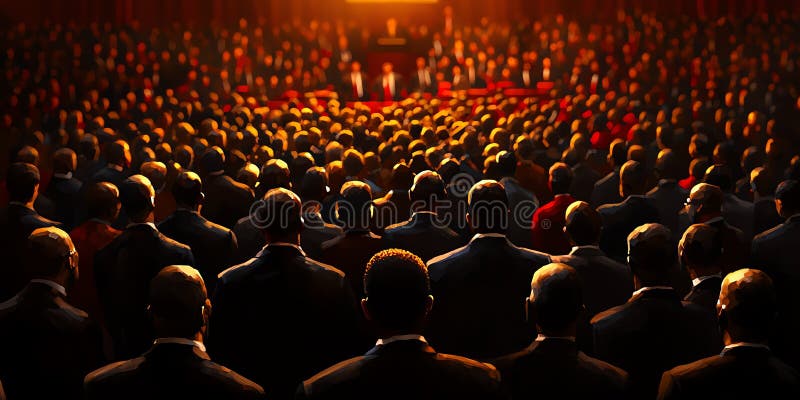 Crowd of People in a Large Gathering Focused Atmosphere with Dramatic ...