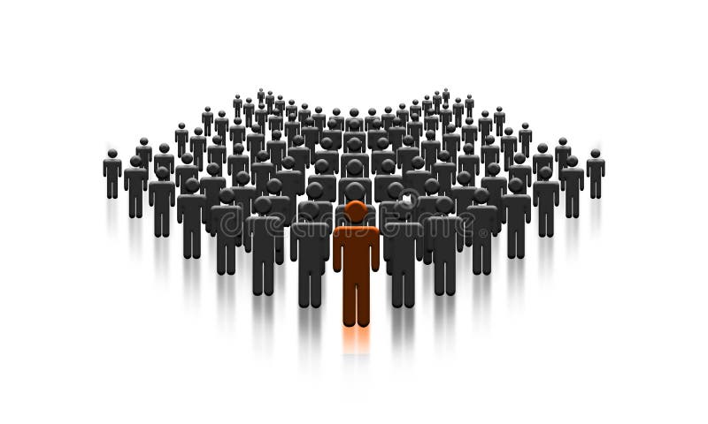 Crowd of People with Leader Headman. Unique Character Leading the ...