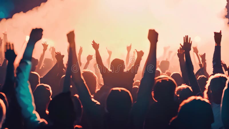 Crowd of People at a Live Music Concert with Raised Hands, Crowd ... Crowd of People at a Live Music Concert with Raised Hands, Crowd ...