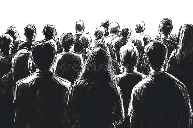 Crowd of People Looking Forward Stock Illustration - Illustration of ...