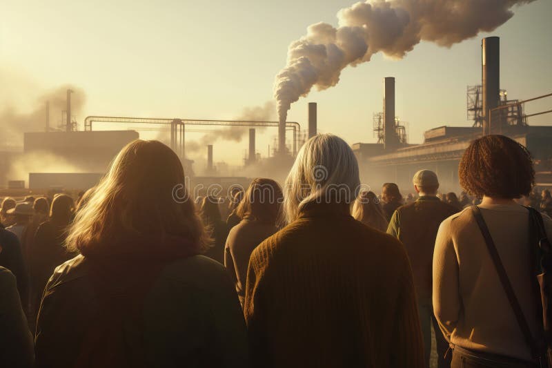 A Crowd of People Looks at the Pollution. Stock Photo - Image of dirty ...