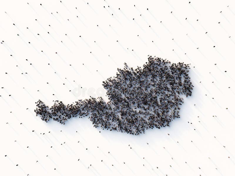 Crowd of People Making Shape of Austria. Aerial View Stock Illustration ... Crowd of People Making Shape of Austria. Aerial View Stock Illustration ...