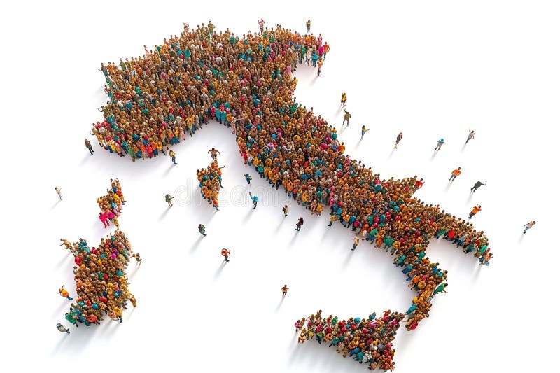 Crowd of People Making Shape of Italy. Generative AI Stock Illustration ...