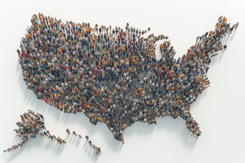 Crowd of People Making Shape of US. Generative AI Stock Illustration ... Crowd of People Making Shape of US. Generative AI Stock Illustration ...