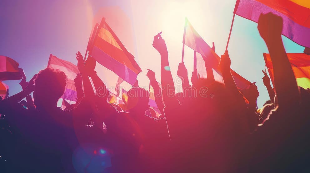 Crowd of People Marching Together for Equality and Unity Stock ...