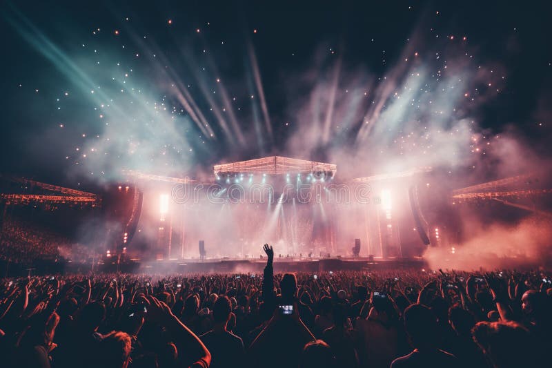 Crowd of People at the Music Concert Stage Stock Illustration ...