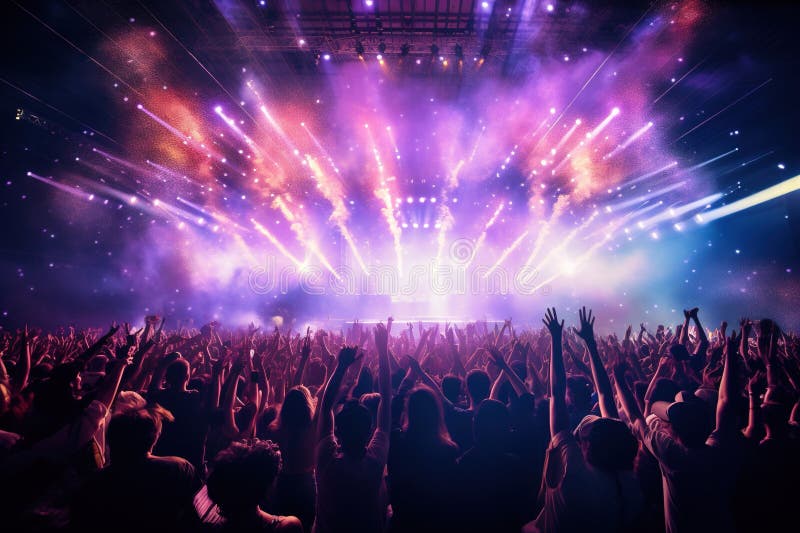 Crowd of People at the Music Concert Stage Stock Illustration ...