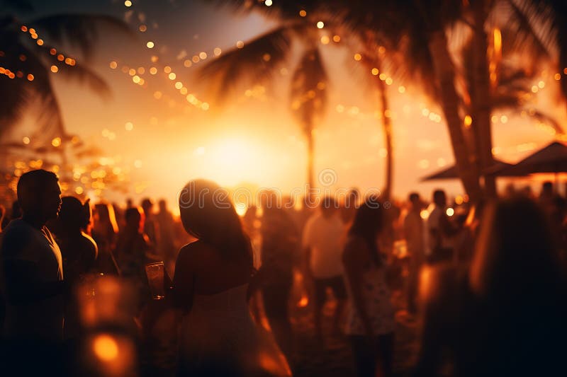 Crowd of People at Night Party. Background Stock Illustration ...