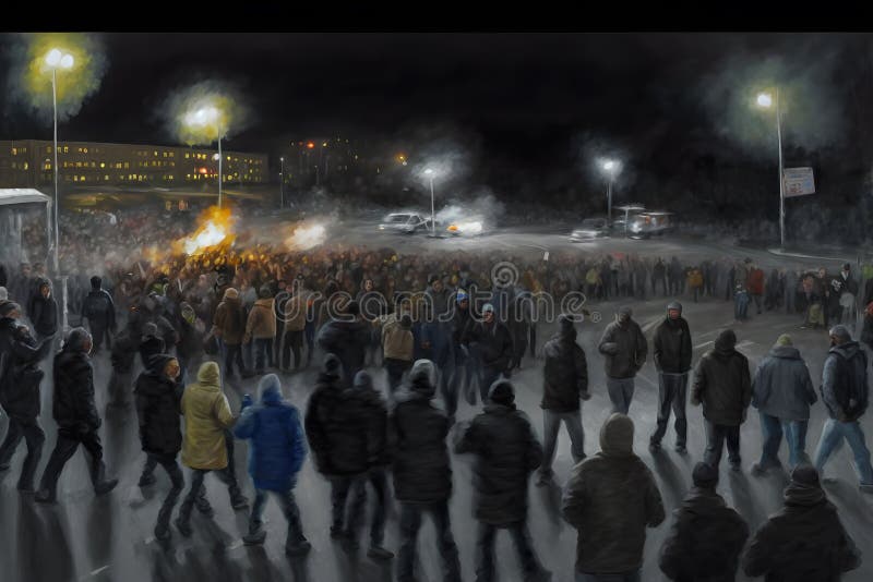 Crowd of People with Posters and Flags Standing in Front of Parliament ...