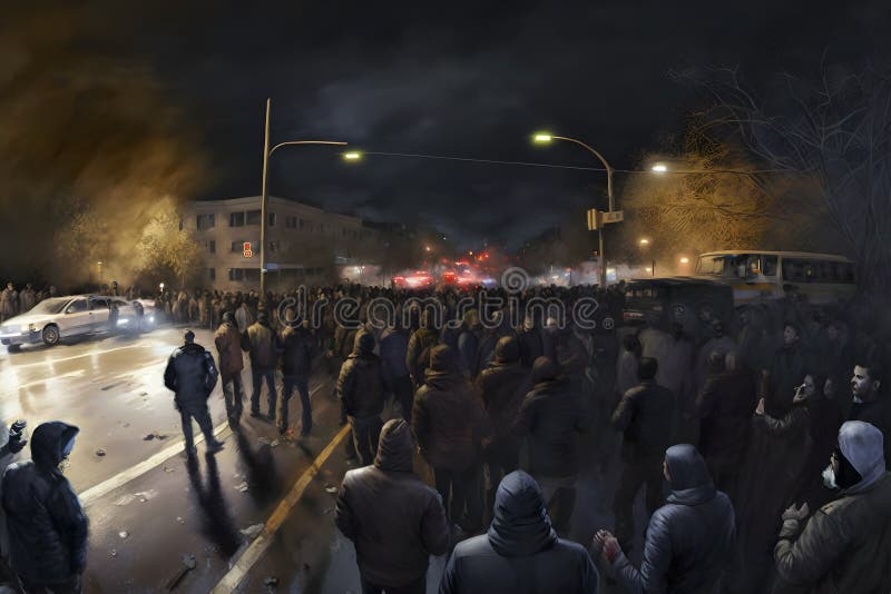 Crowd of People with Posters and Flags Standing in Front of Parliament ...