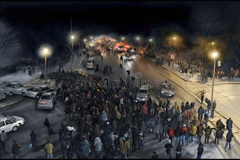 Crowd of People with Posters and Flags Standing in Front of Parliament ...