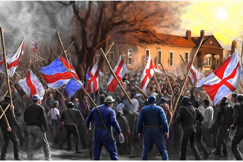 Crowd of People with Posters and Flags Standing in Front of Parliament ...