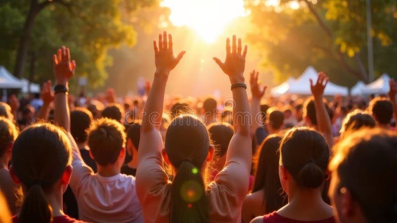 A Crowd of People in Rays of Light Stock Illustration - Illustration of ...