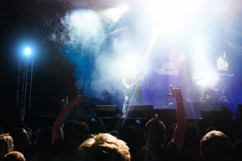 Crowd of People on Rock Music Performance Stock Photo - Image of ...