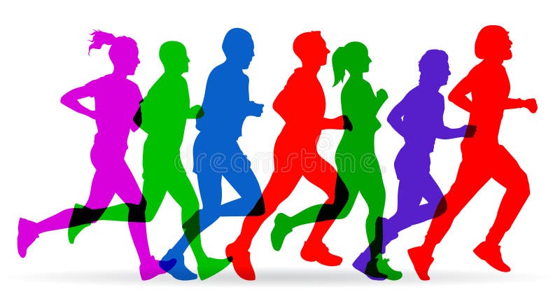 A Crowd of People are Running Stock Vector - Illustration of athletics ...