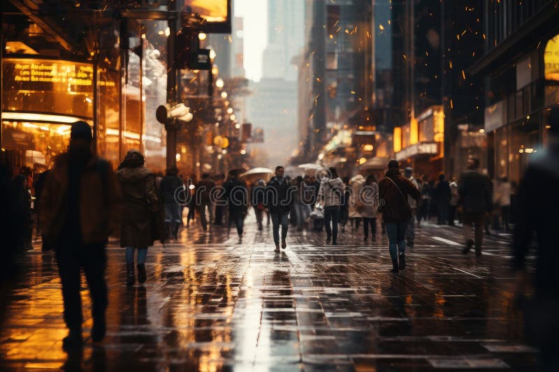 Crowd People in Rush Hour on a Cross Street. Generative AI Stock Image ...