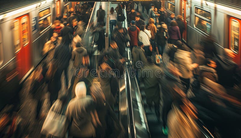 Crowd People in Rush Hour at Subway. Stock Illustration - Illustration ...