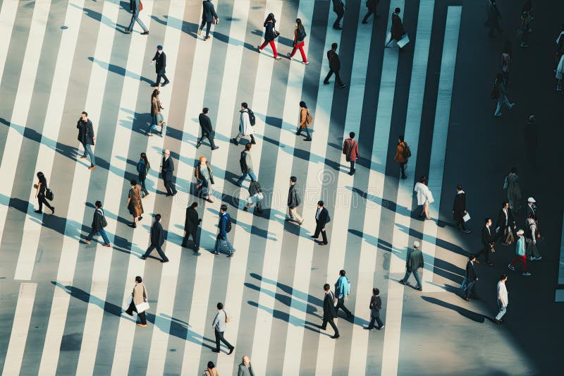 Crowd of People Seen from Above on the Street - AI Generated Stock ...