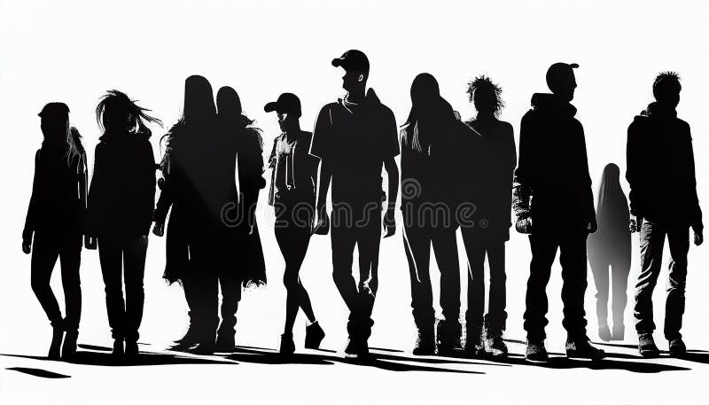 Crowd of People Shadows Silhouettes Different .AI Generated Stock ...