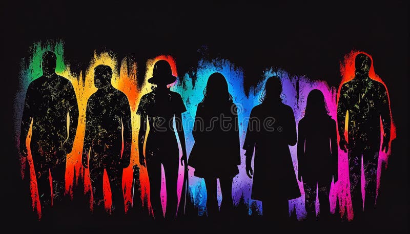 Crowd of People Shadows Silhouettes.AI Generated Stock Illustration ...