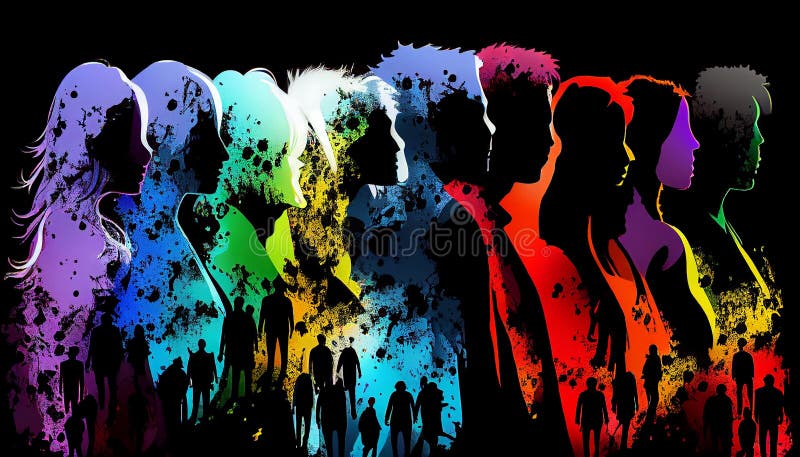 Crowd of People Shadows Silhouettes Different .AI Generated Stock ...