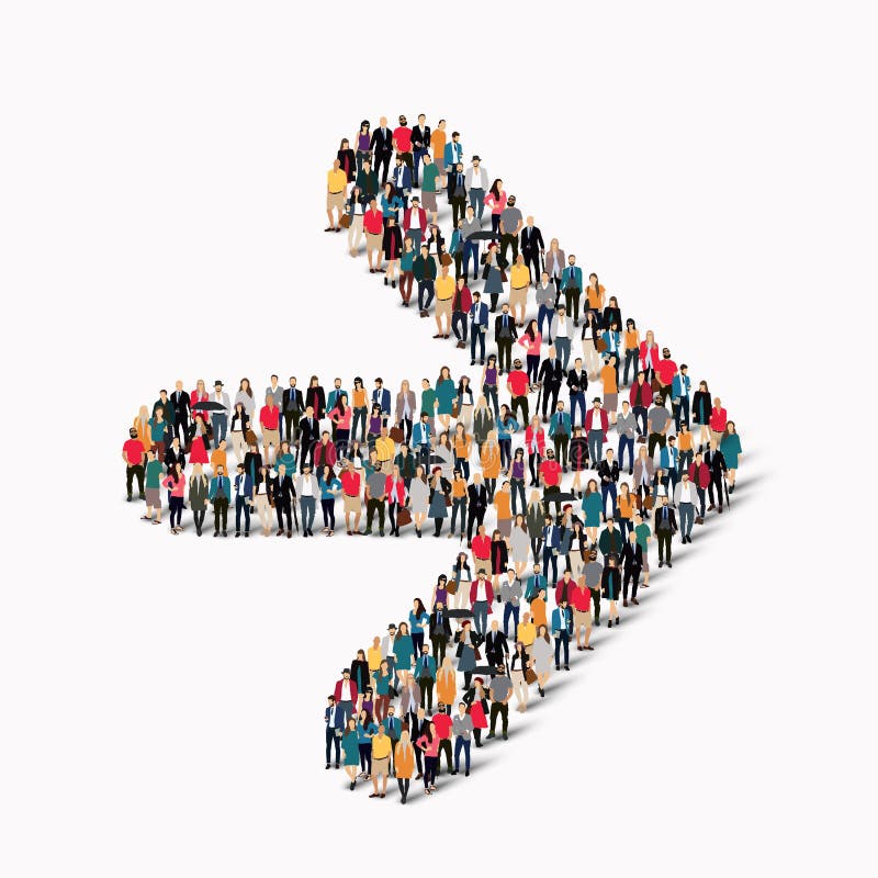 Crowd People Shape Arrow Direction Stock Vector - Illustration of ...