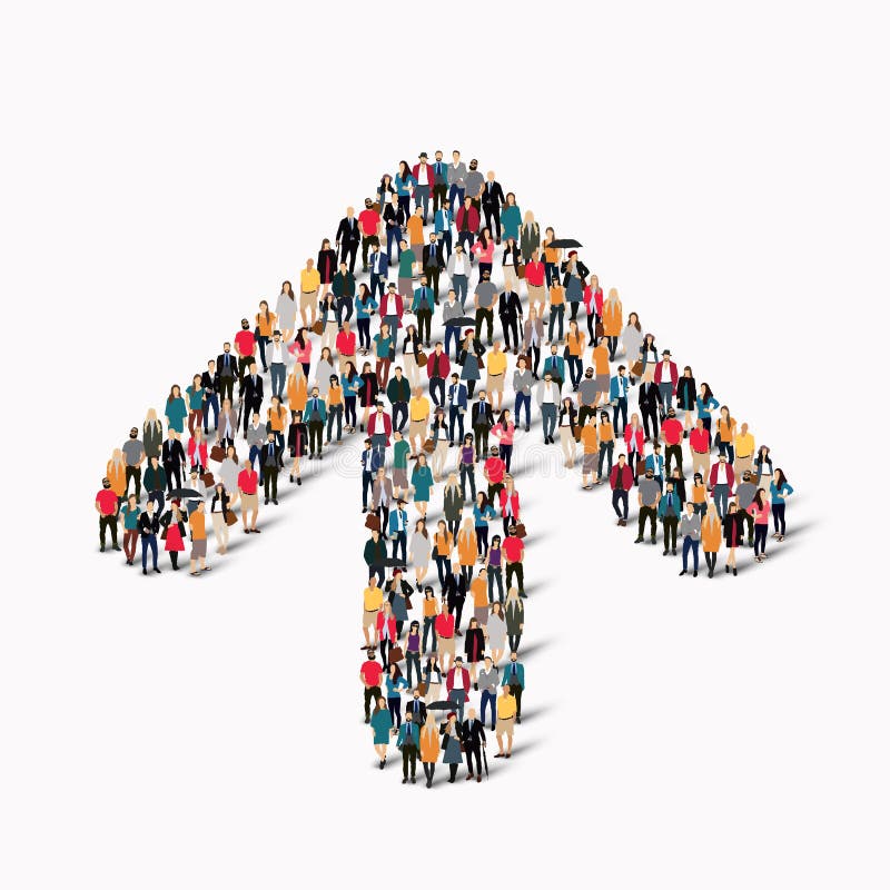 Crowd People Shape Arrow Direction Stock Vector - Illustration of ...
