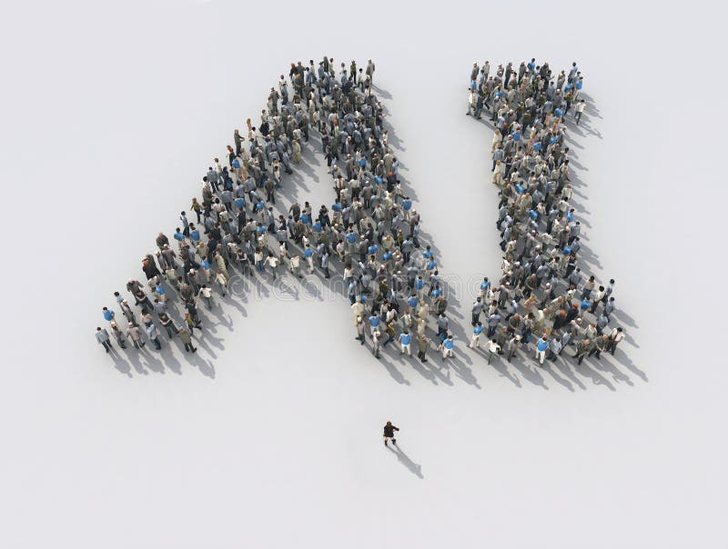 Crowd of People in the Shape of Artificial Intelligence Letters Against ...