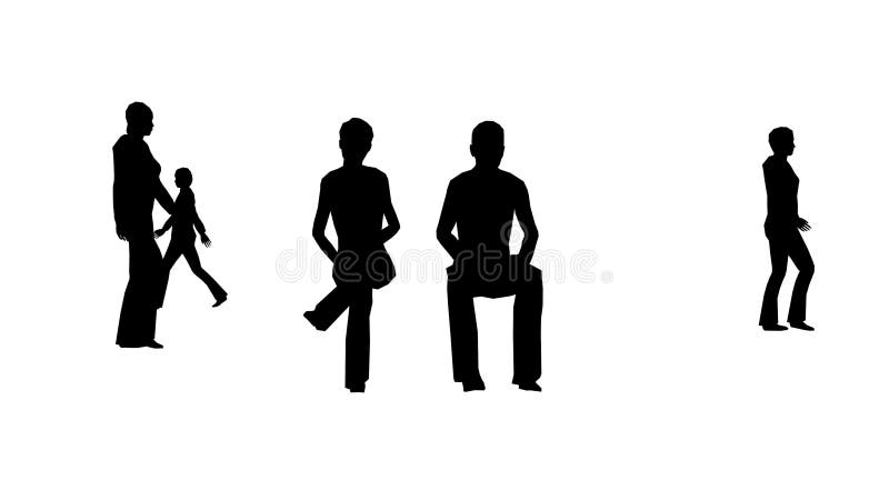 Crowd People Sit and Walking 3D Animation Silhouette Stock Footage ...
