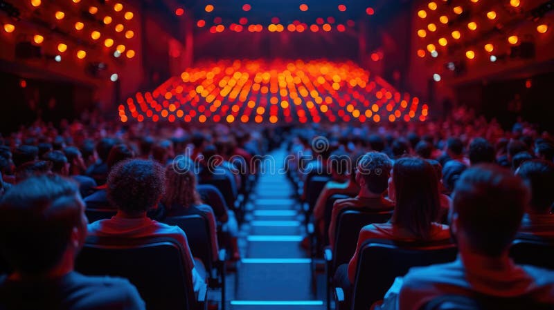 Crowd of People Sitting in Front of Stage. Generative AI. Stock Photo ...