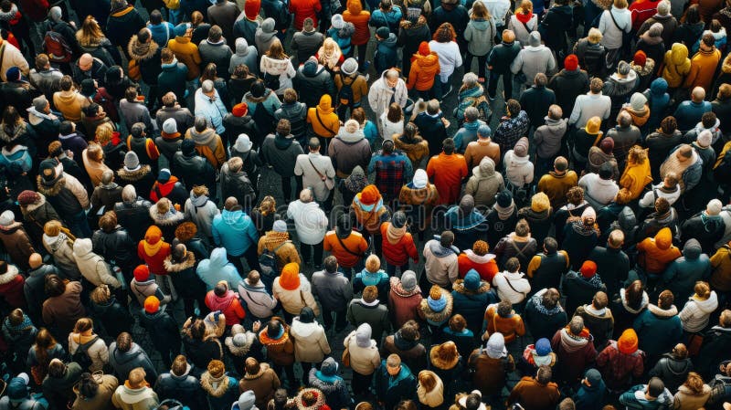 Crowd of People on the Square, Top View Stock Photo - Image of tourist ...